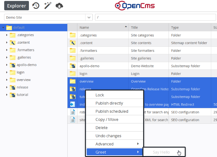 Adding a context menu item Adding a context menu item