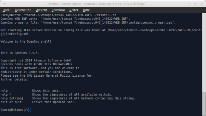 OpenCms shell