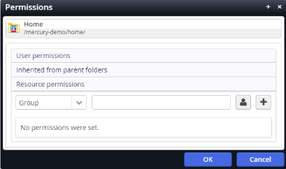 Permissions dialog