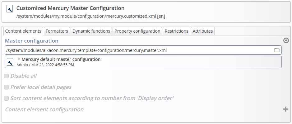 Master Configuration Chaining