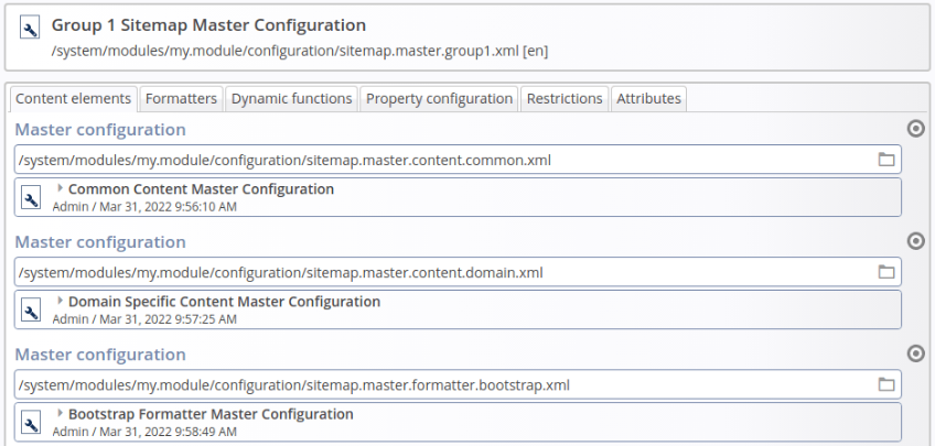 Sitemap Master Configurations
